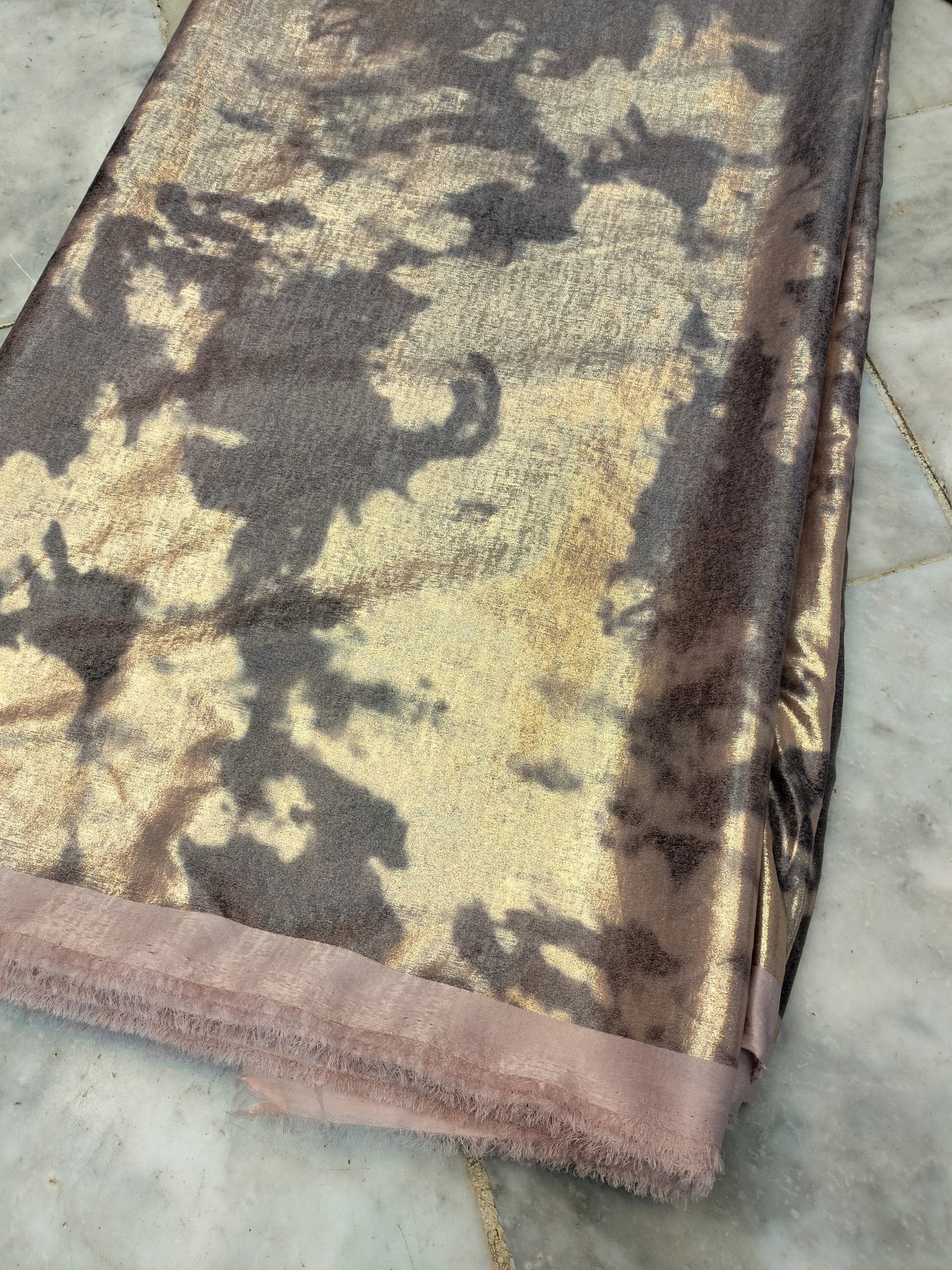 Velvet Shimar Silk Gold Light Peach color – Inayat Arts